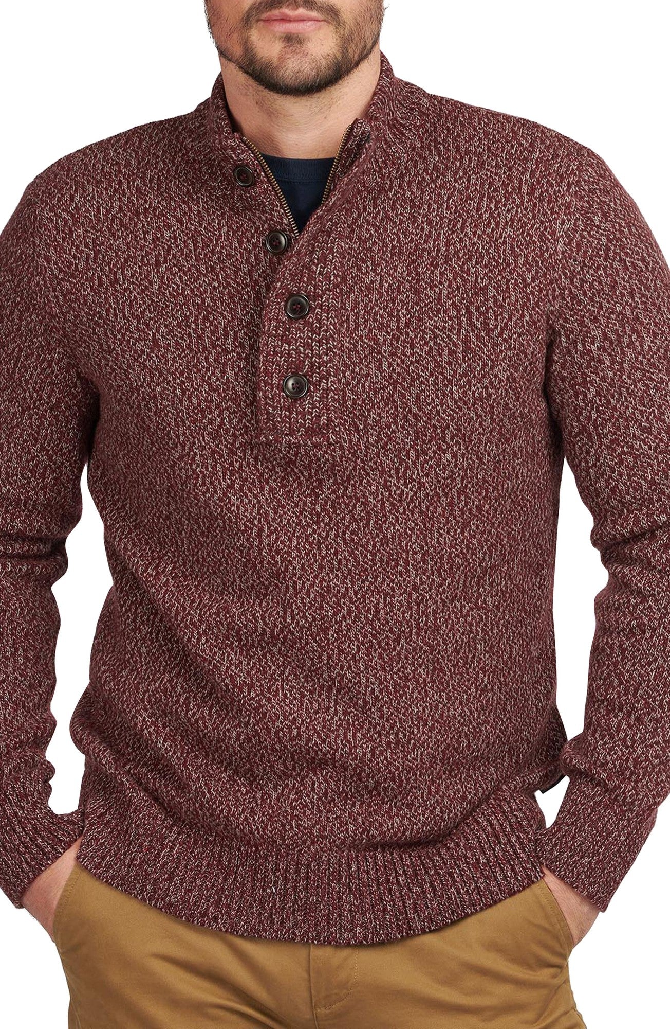 Barbour Mens Sid Regular Fit Half Zip Sweater Dark Red Small – Bristol ...