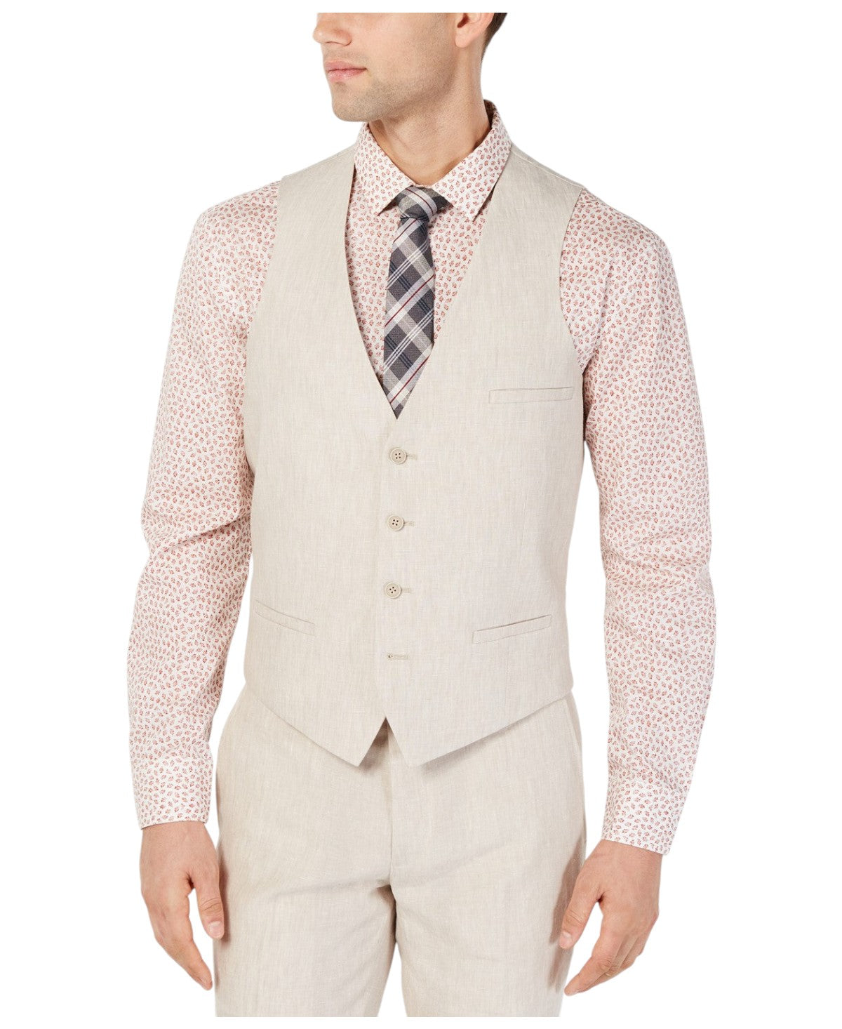 Bar III Mens Slim fit Button-Up Suit Vest Large Beige Solid – Bristol ...