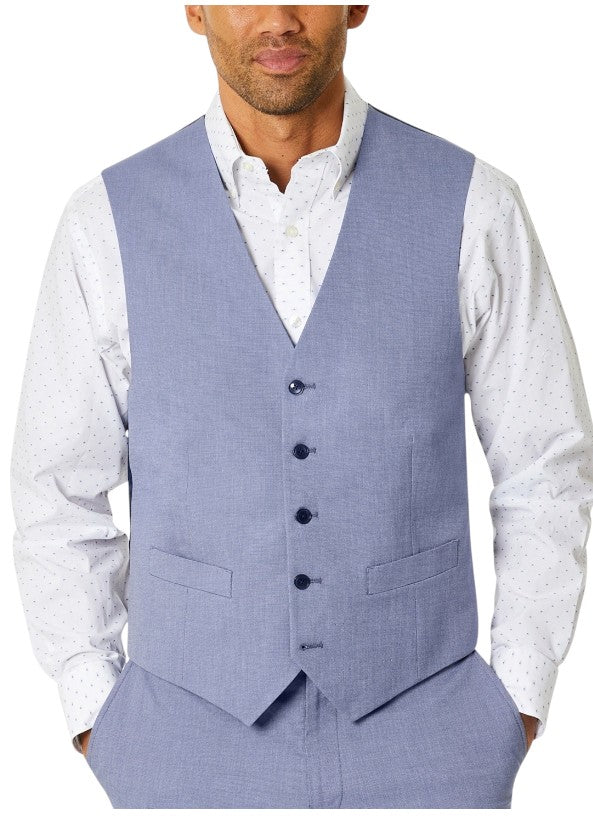 Tommy Hilfiger Mens Modern fit Button-Up Suit Vest Medium Blue Solid S ...