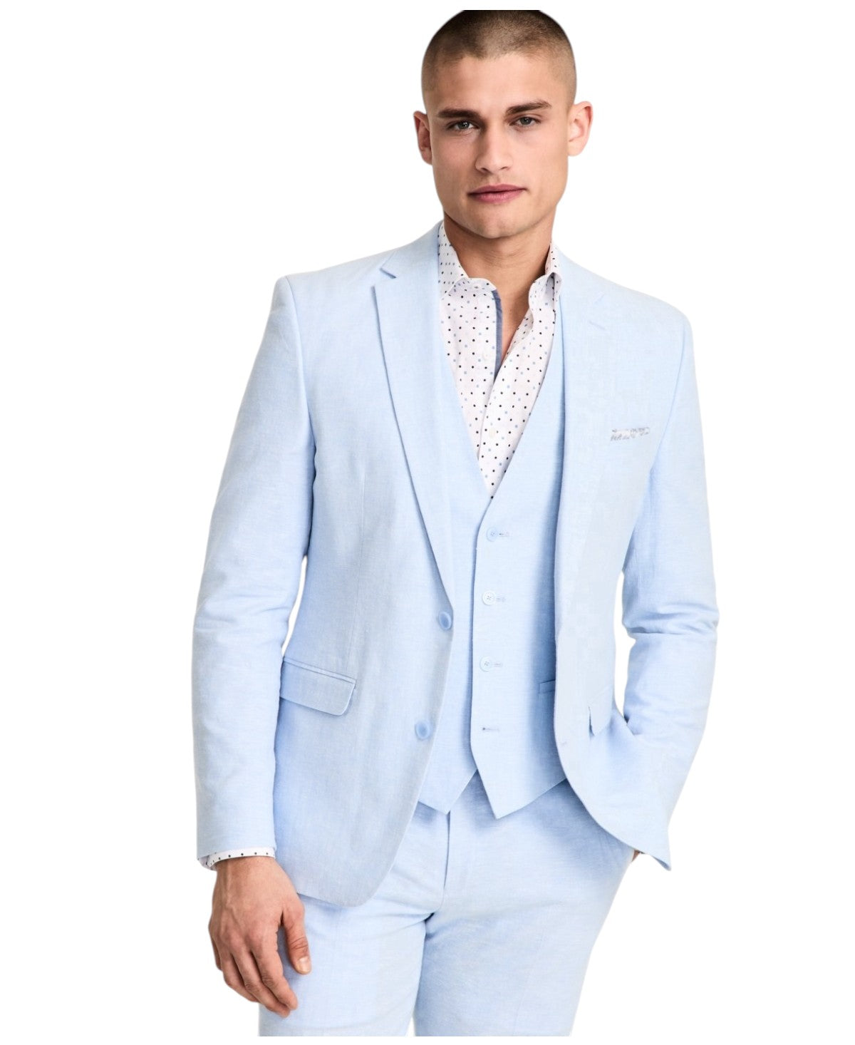 Bar Iii Mens Slim fit Suit Jacket Blazer 38 S Light Blue Solid Stretch ...