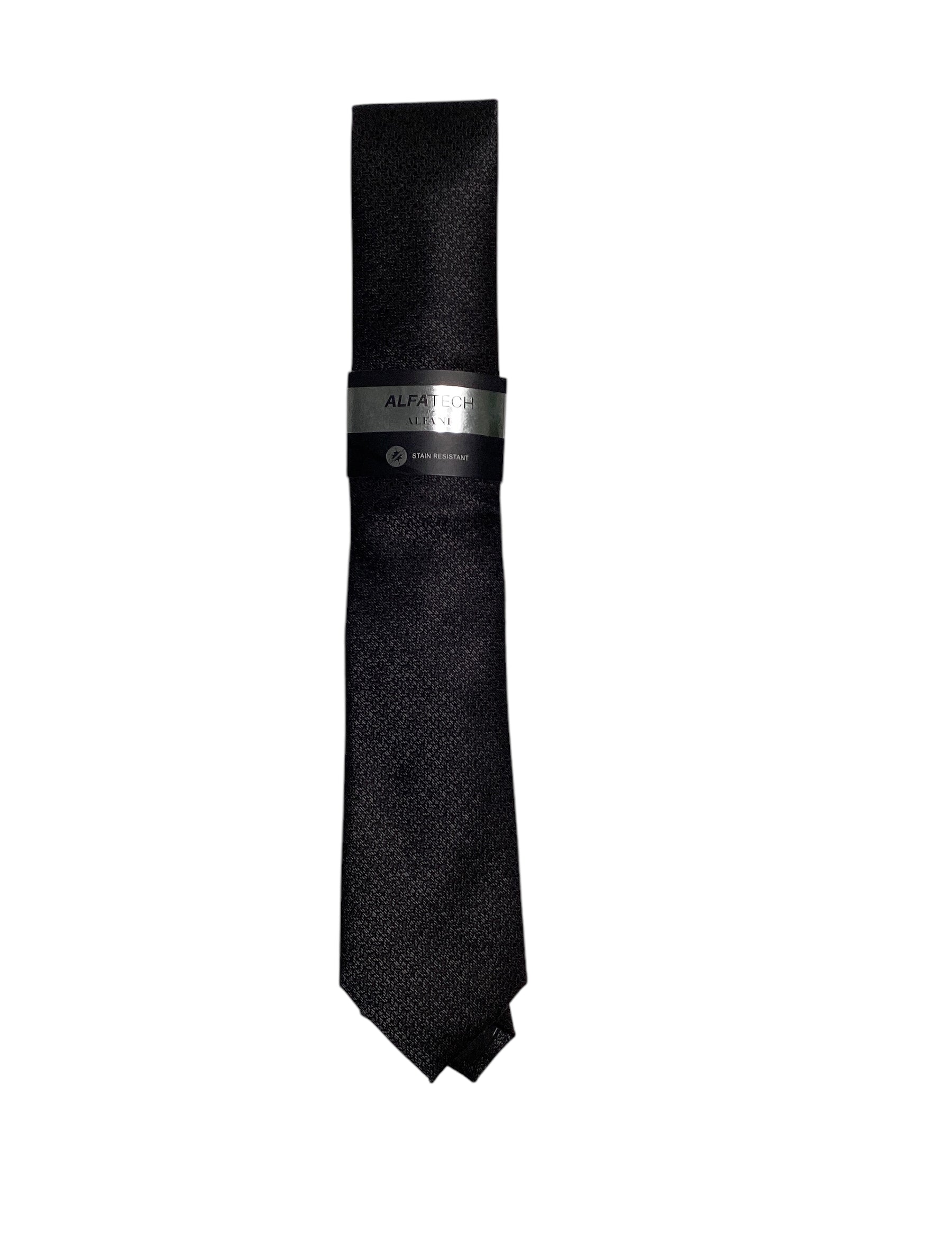 solid black textured tie