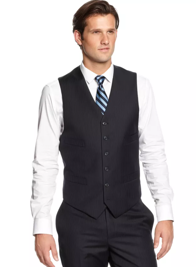 Tommy Hilfiger Mens Classic fit Button-Up Suit Vest Large Blue ...